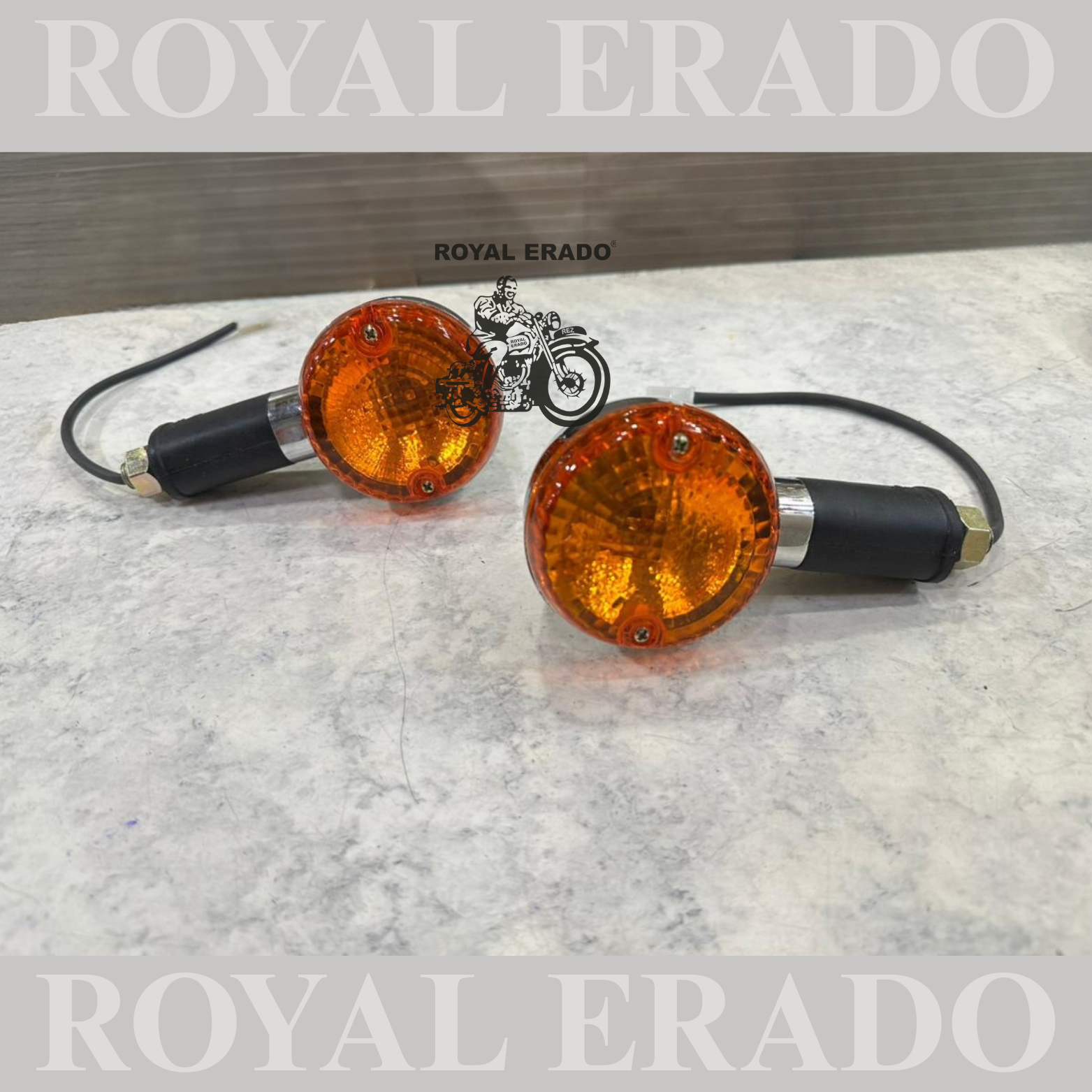 Royal Enfield chrome indicator 2 peace's with orange glass for Classic ...