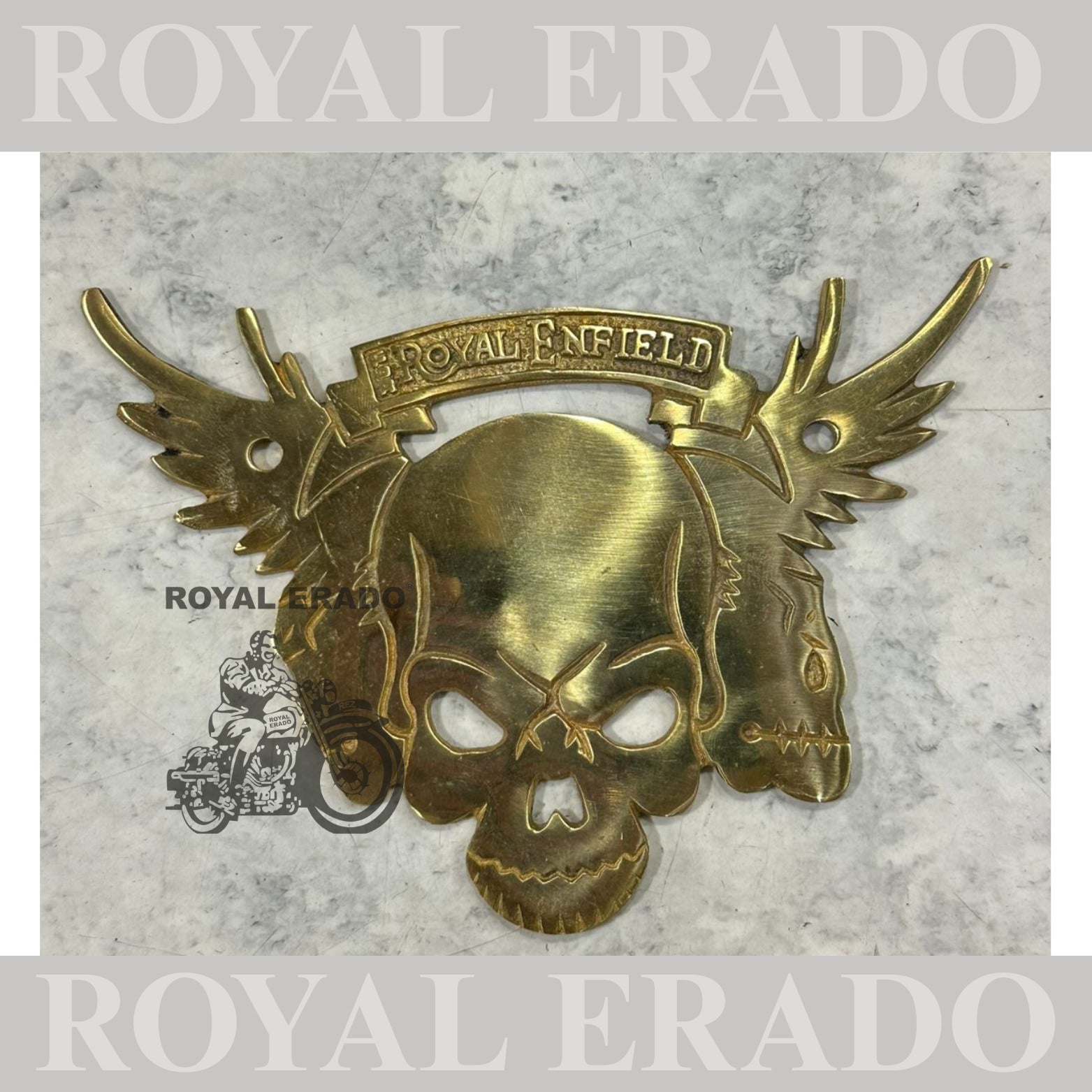 Royal enfield brass danger devil skull face monogram logo in brass for ...