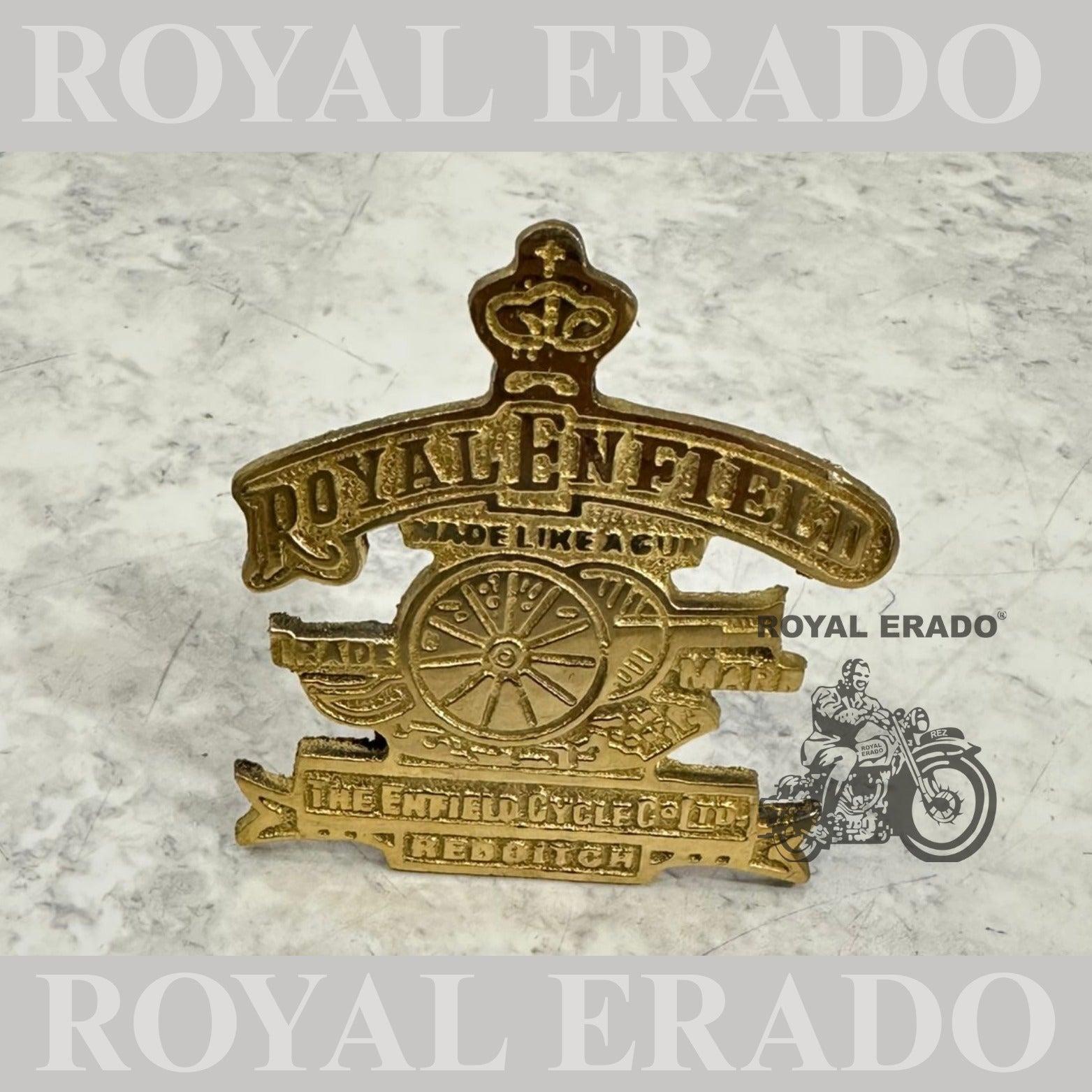 Royal Enfield brass made like a gun logo for Reborn Classic Electra St ...