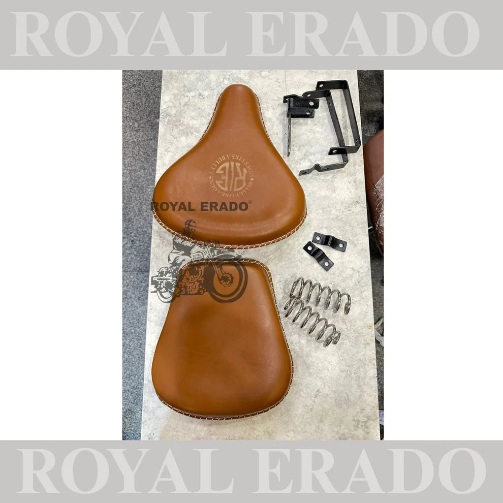 Royal Enfield vintage style kabir singh leather seat tan brown with sp ...